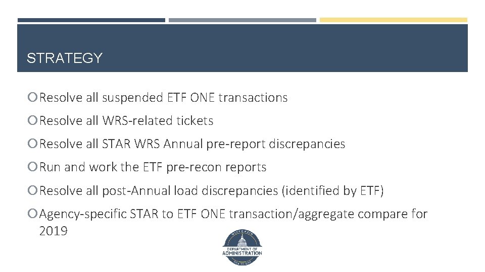2019 WRS ANNUAL RECONCILIATION CENTRAL BENEFITS JANUARY 13