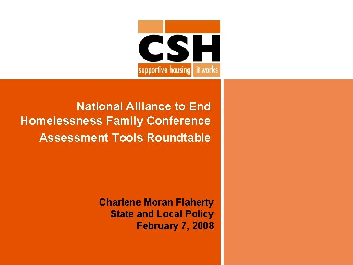 National Alliance to End Homelessness Family Conference Assessment