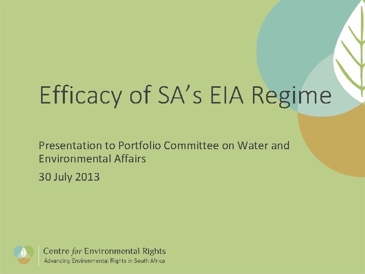 Efficacy of SAs EIA Regime Presentation to Portfolio