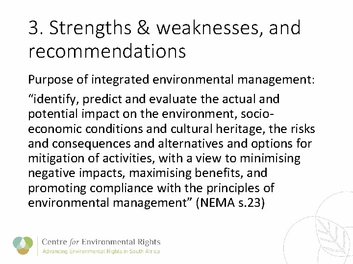 Efficacy of SAs EIA Regime Presentation to Portfolio