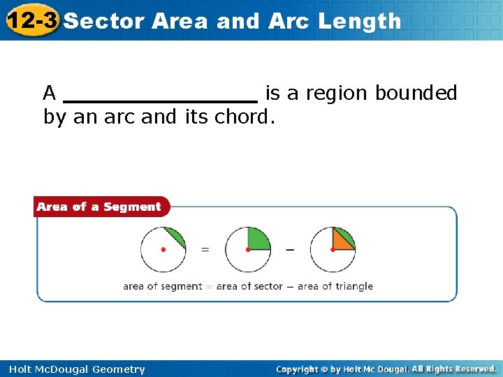 12 3 Sector Area and Arc Length Objectives