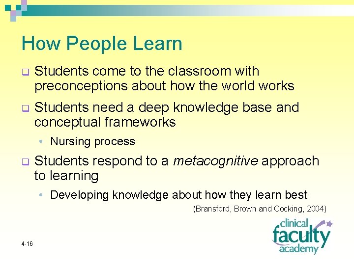 Student Learning in the Clinical Setting Objectives q