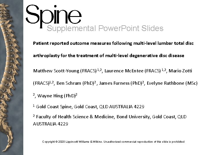 Supplemental Power Point Slides Patient reported outcome measures
