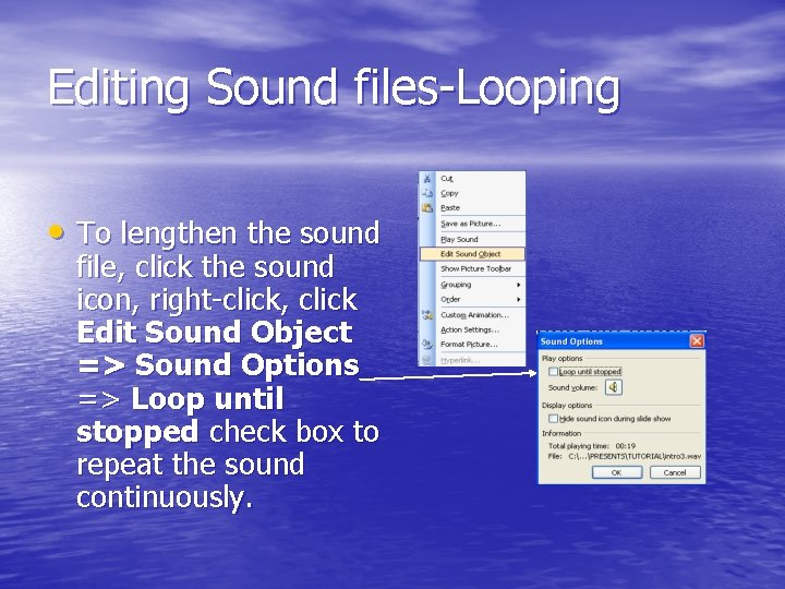Sound in Power Point Directions from Help Menu