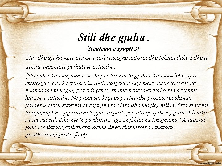 PROJEKT Lenda Letersi Tragjedia e Sofokliut Antigona Sofokliu