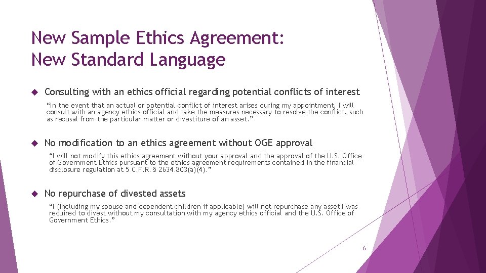 Guide to Drafting Nominee Ethics Agreements Information about
