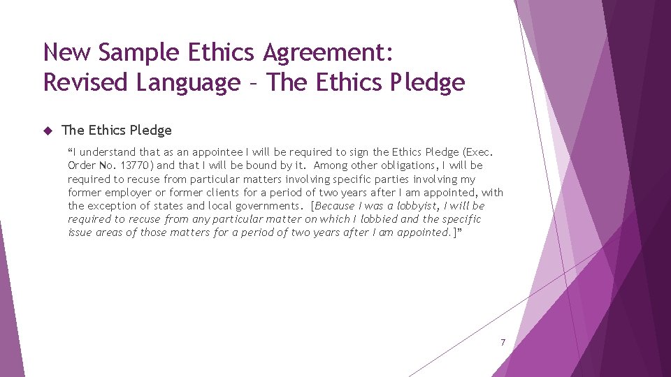 Guide to Drafting Nominee Ethics Agreements Information about