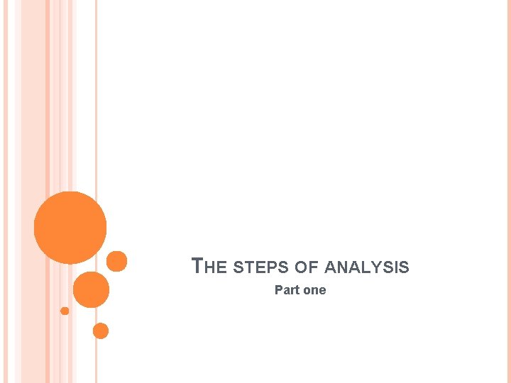 THE STEPS OF ANALYSIS Part one ESSENTIAL QUESTION
