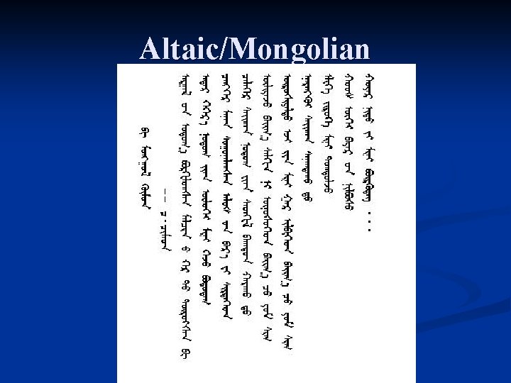 Where are other language families distributed Classification of