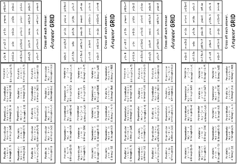 Equations Parallel Perpendicular Lines Answer Grid Students need