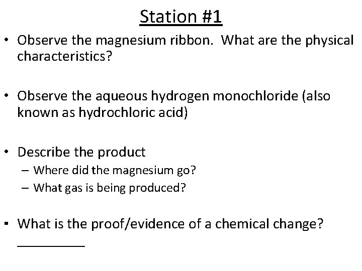 Types of Reactions Lab January 14 2016 Safety