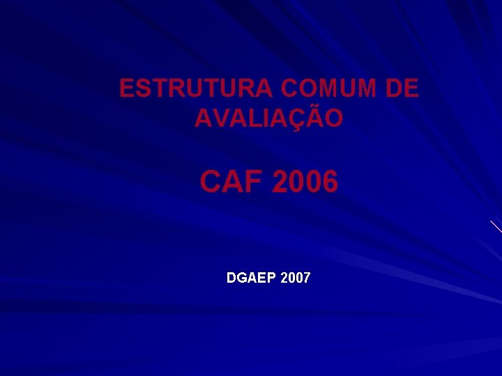 ESTRUTURA COMUM DE AVALIAO CAF 2006 DGAEP 2007