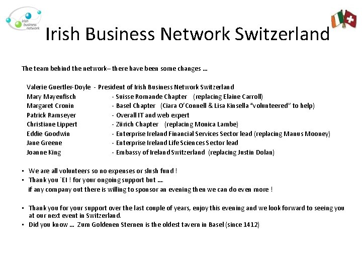 Irish Business Network Switzerland IBN launched nearly 7