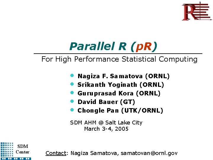 Parallel R p R For High Performance Statistical