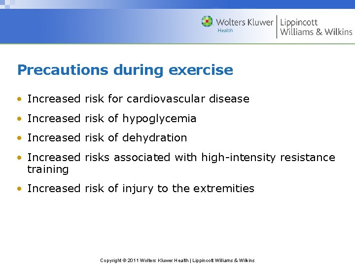Chapter 9 Exercise for Those with Diabetes Copyright