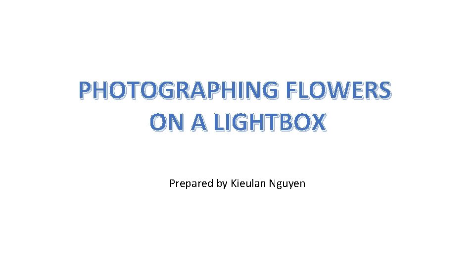 PHOTOGRAPHING FLOWERS ON A LIGHTBOX Prepared by Kieulan