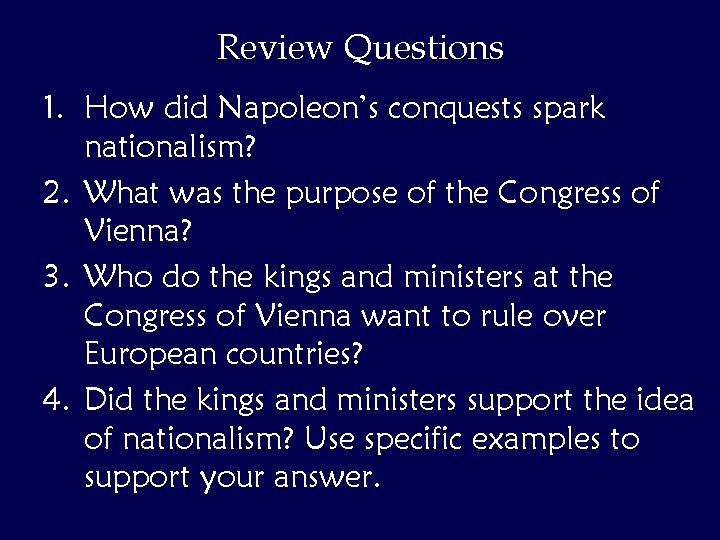Review Questions 1 What was the Napoleonic Code