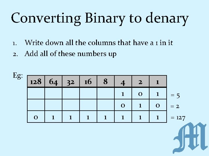15012022 Counting in Binary There are only 10