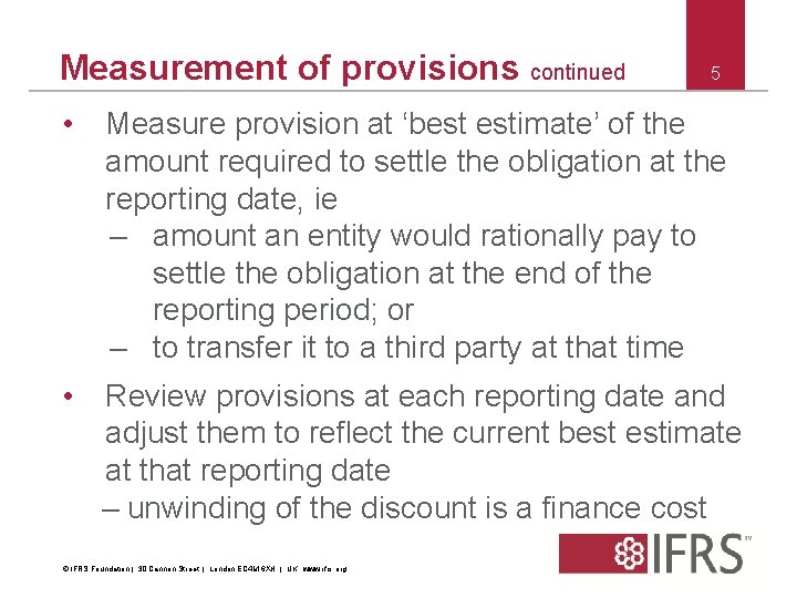 International Financial Reporting Standards Accounting for liabilities in