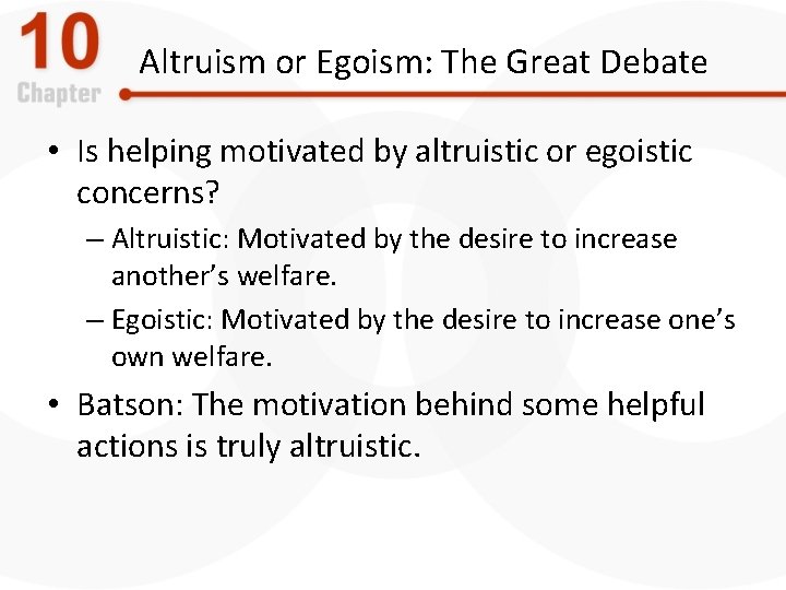 Chapter 10 Helping Others Evolutionary and Motivational Factors