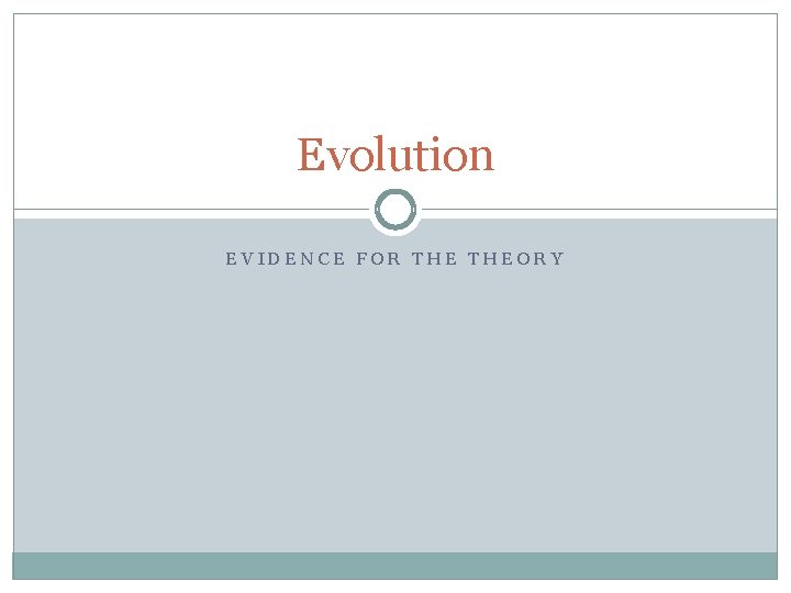 Evolution EVIDENCE FOR THEORY Evidence for Evolution 1