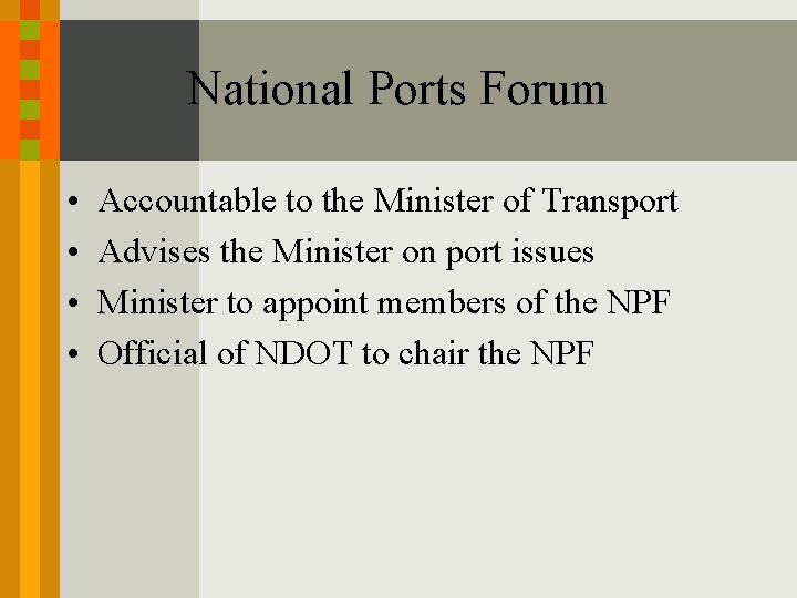Department of Transport National Department of Transport NDOT