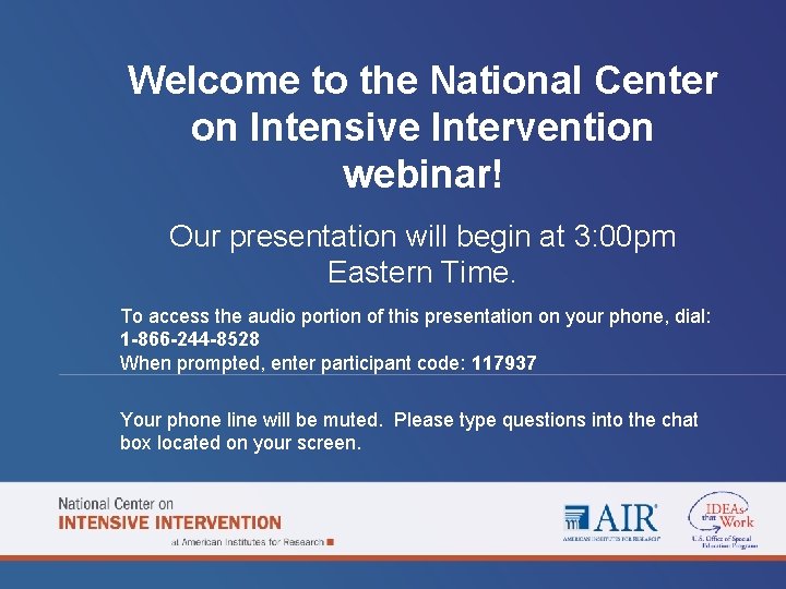Welcome to the National Center on Intensive Intervention