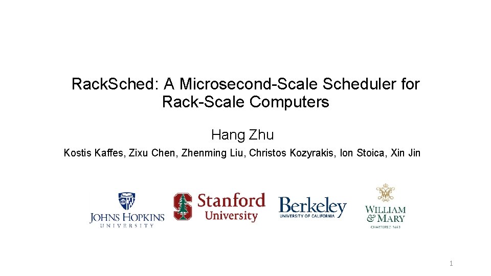 Rack Sched A MicrosecondScale Scheduler for RackScale Computers
