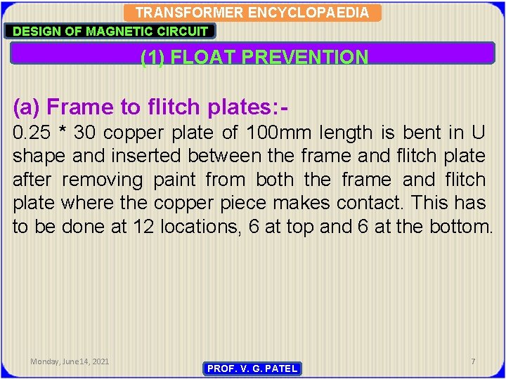 Design of Magnetic Circuit CORE PRESENTED BY PROF