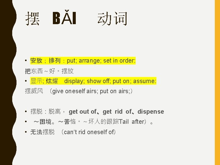 BI put arrange set in order display show