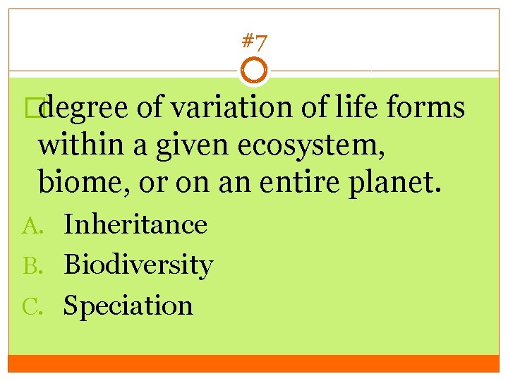 Evolution Review 1 The result of genetic changes