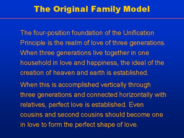 The Original Family Model The Realm of the