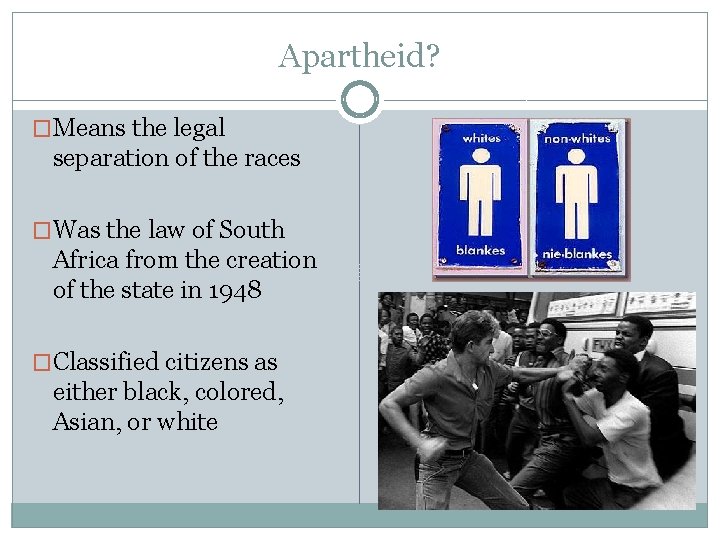 Apartheid in South Africa BEGINNINGS AND ENDINGS Apartheid