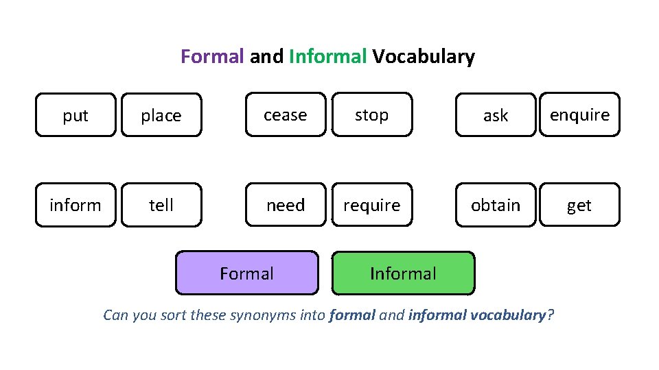 Formal Informal Registers Historical Stories Register is created