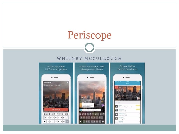 Periscope WHITNEY MCCULLOUGH Periscope background Founded by Kayvon