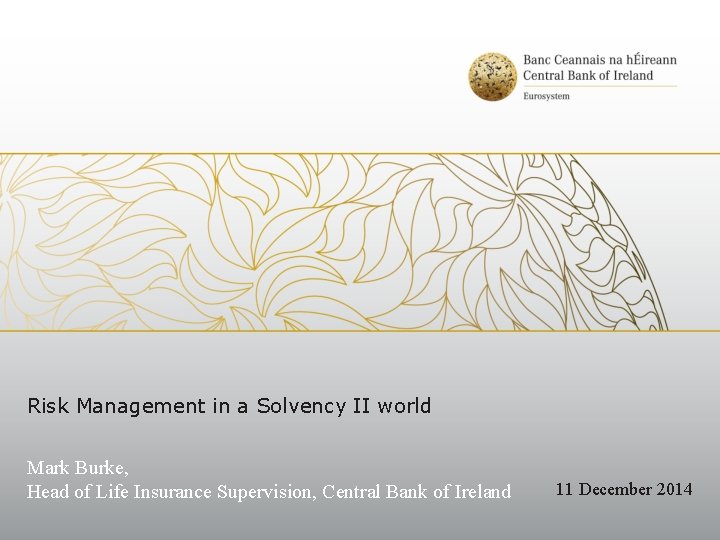 Risk Management in a Solvency II world Mark