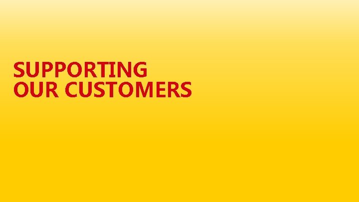 SUPPORTING OUR CUSTOMERS CONTEN T 01 Current Situation