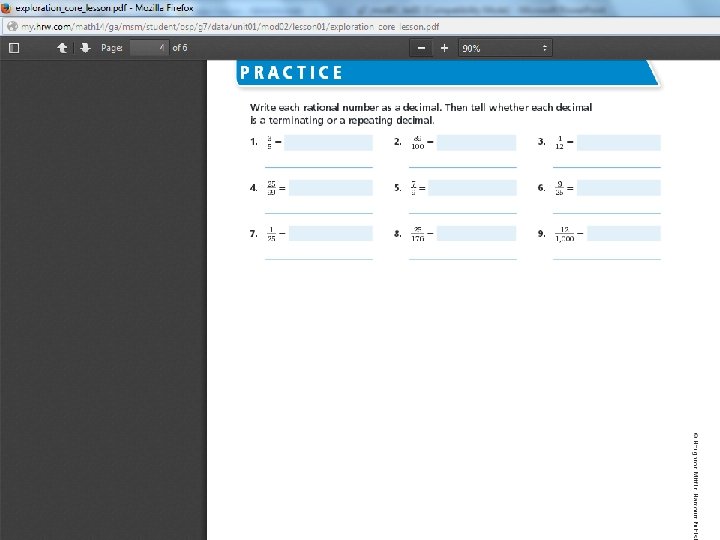 Equivalent Fractions and Decimals Warm Up Write each