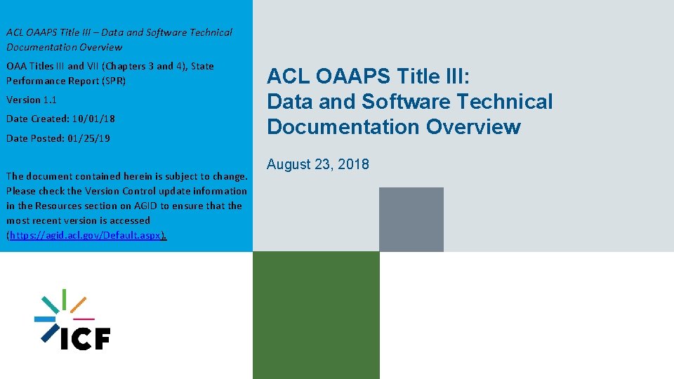 ACL OAAPS Title III Data and Software Technical