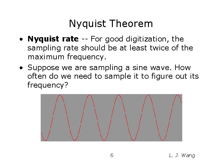 Basics of Digital Audio Instructor L J Wang