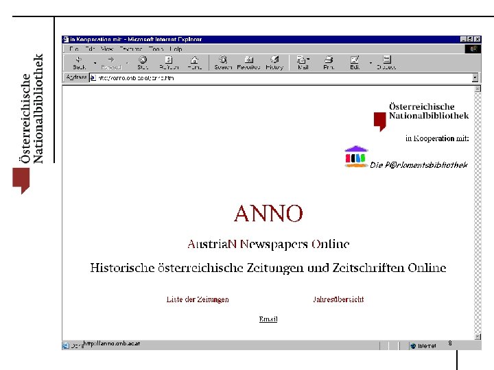 ANNO Austria N Newspapers Online Eine DigitalisierungsInitiative der