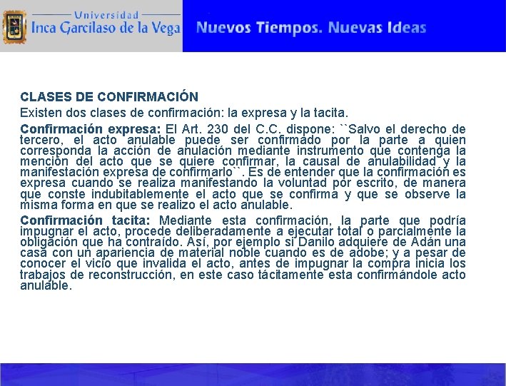 CONFIRMACION DE LOS ACTOS JURIDICOS S LA CONFIRMACIN
