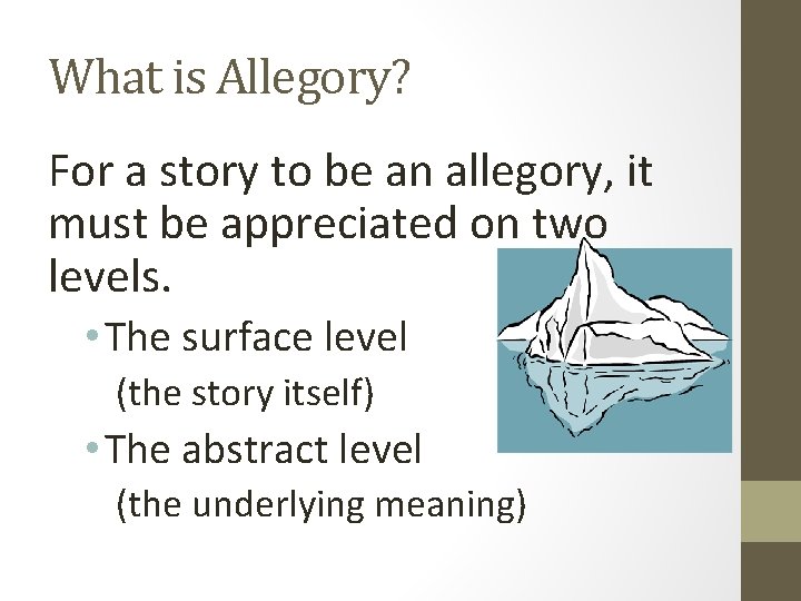 What is Allegory Objective define the term allegory