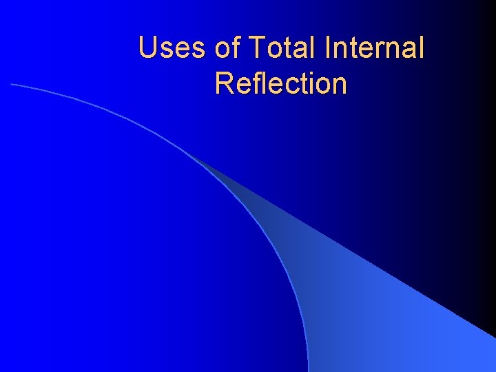 Uses of Total Internal Reflection Optic Fibres l