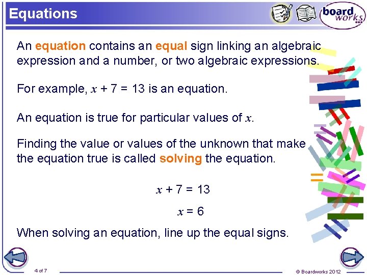 Equations formulas and identities 1 of 7 Boardworks