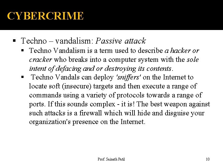 Module 01 Introduction to Cybercrime Part I Prof