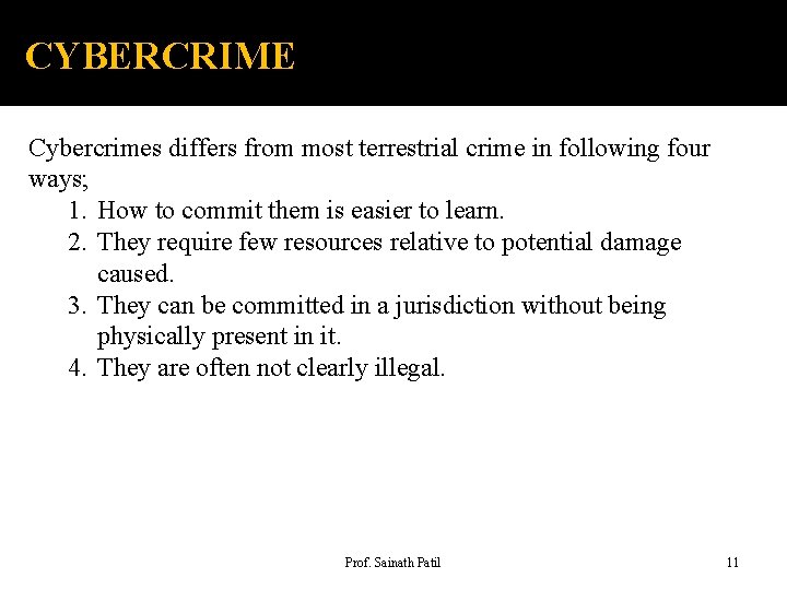 Module 01 Introduction to Cybercrime Part I Prof