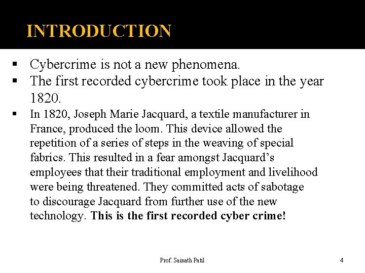 Module 01 Introduction to Cybercrime Part I Prof