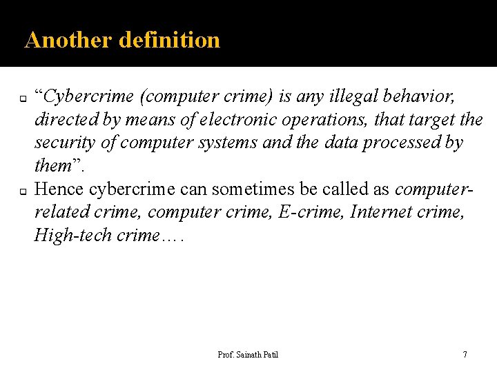Module 01 Introduction to Cybercrime Part I Prof