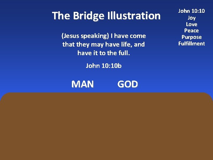 The Bridge Illustration In the beginning when God